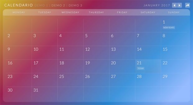 カレンダーを実装できるJS、jQueryプラグンまとめ | デザインマガジン